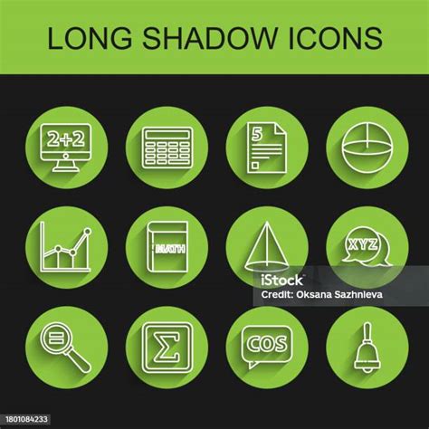 선 설정 종이 클립 기하학적 도형 사각형 그래프 일정 차트 다이어그램 계산기가 있는 태블릿 시험 시트 삼각형 수학 계산기 및 아이콘 벡터 0명에 대한 스톡 벡터 아트 및