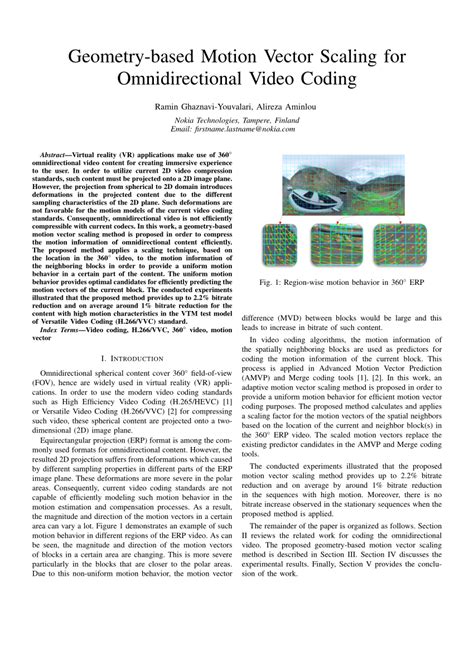 Pdf Geometry Based Motion Vector Scaling For Omnidirectional Video Coding