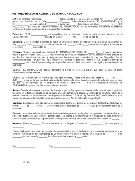 Modelo De Contrato Laboral A Plazo Fijo Peru Financial Report