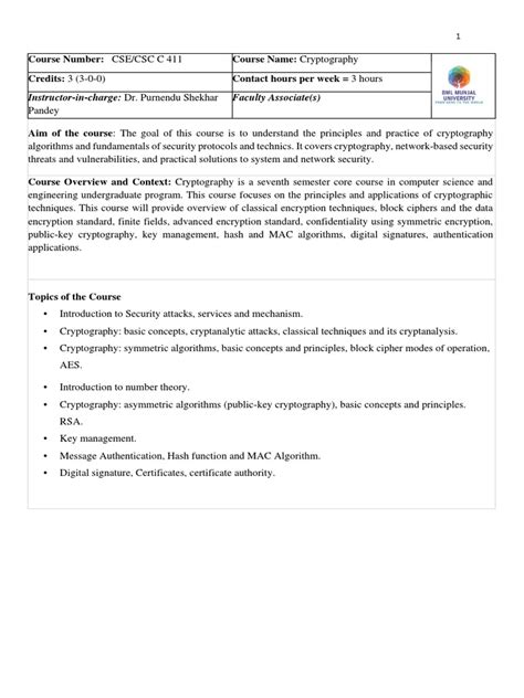 Course Handout Cryptography Pdf Cryptography Public Key