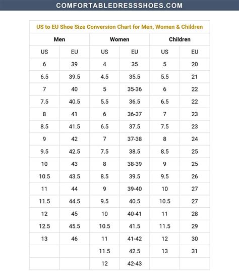 European Shoe Size Conversion Chart Mens Shoe Size Conversion Charts