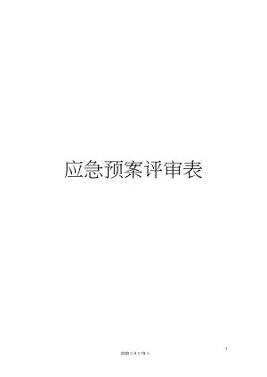 应急预案评审表范文