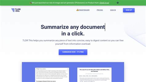 Tldr This Article Summarizer And Online Text Summarizing Tool A Free Online Tool That Uses Ai