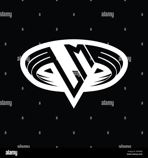 LM Monogram Letter With Triangle Shape Slice Isolated Outline Design