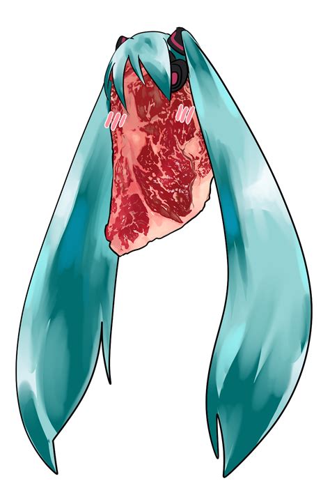 Studiolg Hatsune Miku Worldwide Miku Vocaloid Highres Blush Food Long Hair Meat No