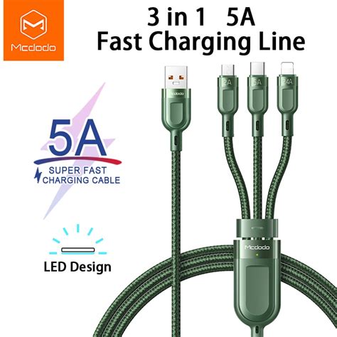 Jual MCDODO 3 In 1 Cable Fast Charging Type C Lightning Micro USB 5A