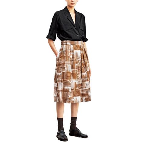 Margaret Howell Cotton Poplin Flared Midi Skirt Evachic