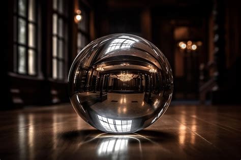Premium Ai Image Reflective Spherical Object That Distorts And Reflects