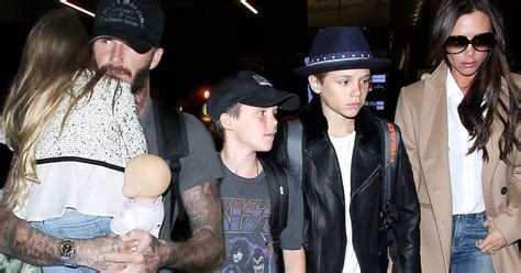 David Beckham Carries A Sleeping Harper As Romeo Gives Stylish Mum