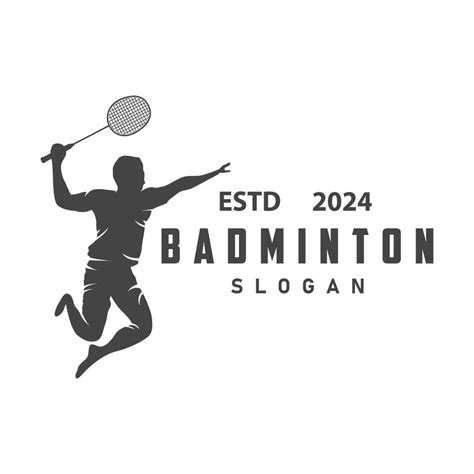 Badminton Logo Vector Black Silhouette Badminton Sport Player Vintage