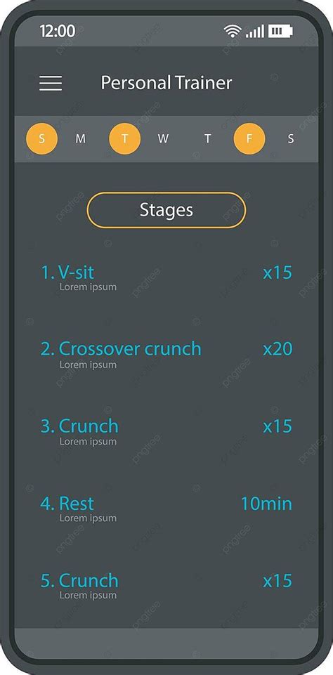 Workout App Smartphone Interface Vector Template Media Exercise