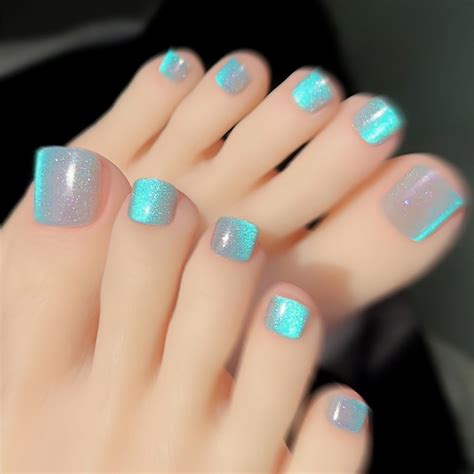 Qingge Press On Toenails Pink Square Fake Toenails With