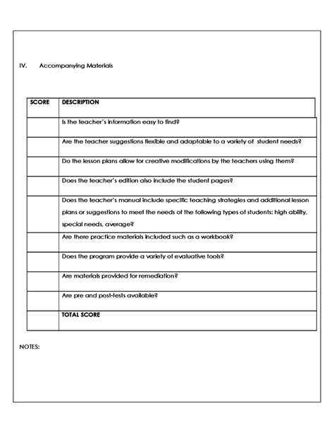 Textbook Evaluation Form Sample Free Download