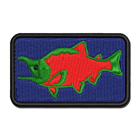 Sockeye Salmon Fish Applique Multi Color Embroidered Iron On Patch 2