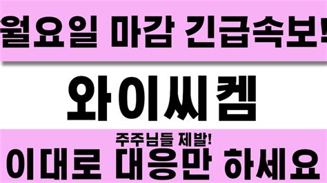 와이씨켐 주가전망 주주님들 필수시청 내일 장 미리 준비하세요 목표가 얼마 와이씨켐 와이씨켐목표가 와이씨켐주가전망