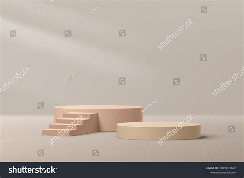 Realistic D Beige Cylinder Pedestal Podium Stock Vector Royalty Free Shutterstock