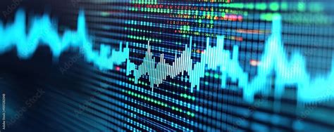 Blue Digital Data Visualization With Moving Waveforms On Screen Stock