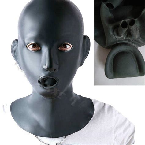 Buy Natural Latex Mask Hood Eyes Open With Mouth Gag Nose Tube For