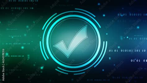 Check Mark Symbol In Digital Background Technology Abstract Background Tech Futuristic Check