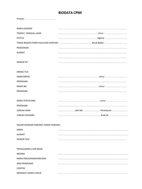 Biodata Cpmi Pdf