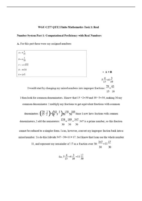 Wgu C277 Qtt2 Finite Mathematics Task 1latest 2025 Update With