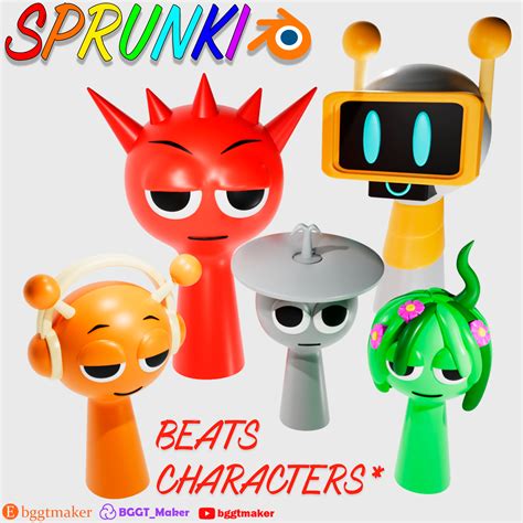 Stl File Incredibox Sprunki Beats Characters Blender Set 3d Models