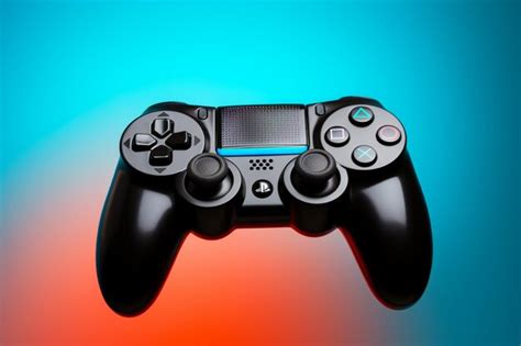 Black Joystick Controller With Floating Blue Buttons On Pink Backdrop