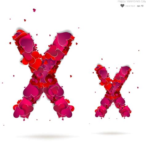 Premium Vector Letter X Made From Hearts Love Alphabet