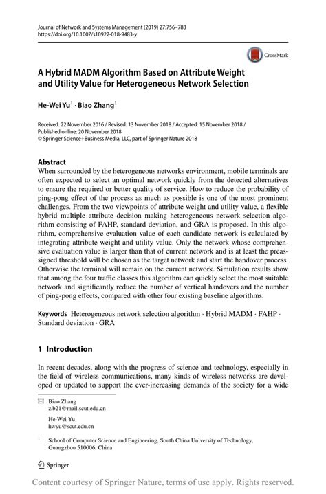 A Hybrid Madm Algorithm Based On Attribute Weight And Utility Value For