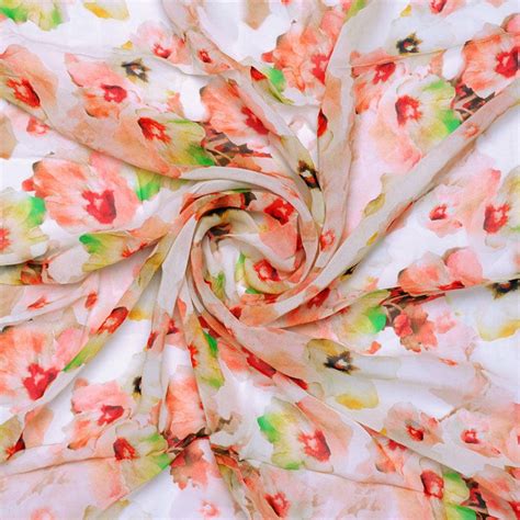 Digital Printed Viscose Georgette Fabric Floral Pattern Unstitched