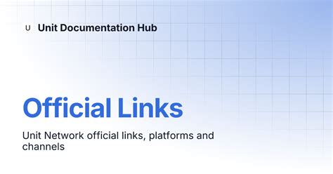 official links unit documentation hub