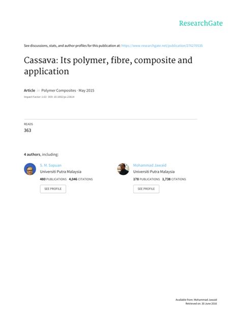 2015 Cassava Its Polymer Fiber Composite Download Free Pdf Starch Composite Material
