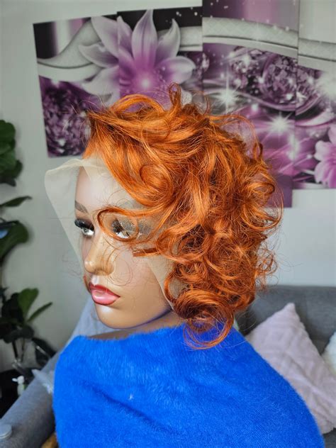 Ginger Short Curly Human Hair Wigginger Wigombre Short Curly Wig