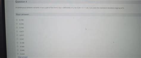 Solved A Continuous Randiom Variable X Has A Pdf Of The