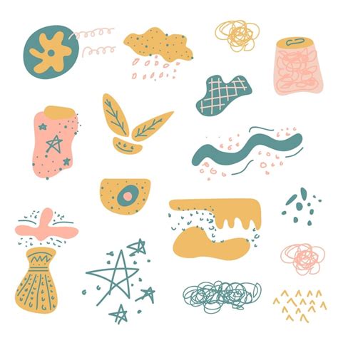 Premium Vector Collection Of Cute Vector Hand Drawn Flat Abstract Shapes