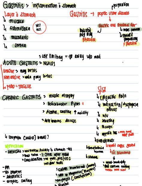 Chapter 40 Note 2 Ms Gastro Gastritis Inflammation I Stomach Perforation Layer O Stomach