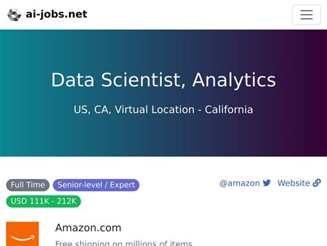 Hiring Data Scientist Analytics In Us Ca Virtual Location