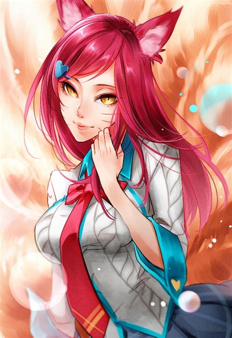 Safebooru 1girl Academy Ahri Ahri Animal Ears Breasts Fox Ears Fox
