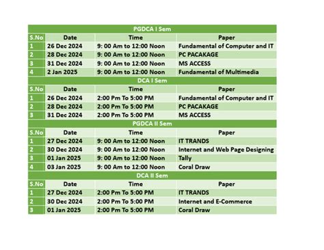 Time Table Pdf