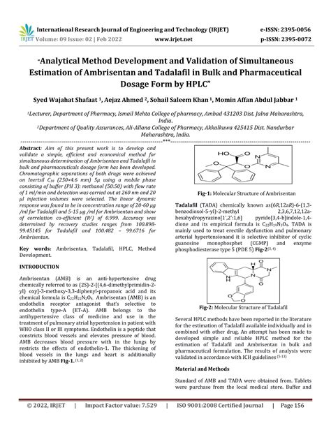 Analytical Method Development And Validation Of Simultaneous Estimation Of Ambrisentan And