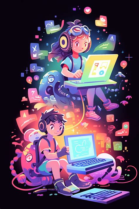 儿童编程智力开发天才插画