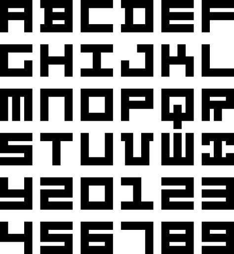 Square Font Design With Numbered Letters