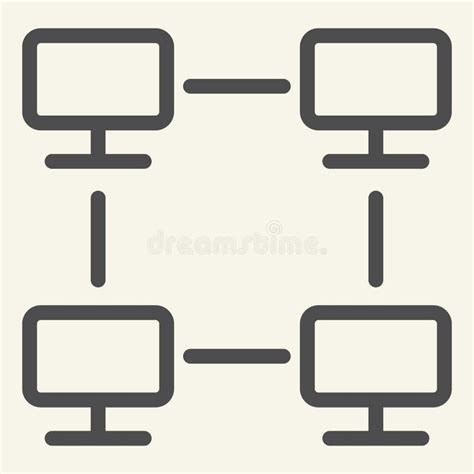 Computer Network Thin Line Icon Laptop Networking Vector Illustration