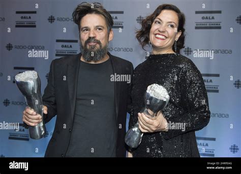Robin Aubert Holds Up His Iris Trophy For Best Director With Actress