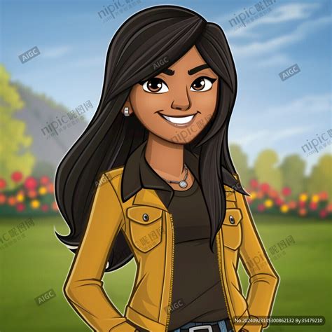 Ai创作图黑人女孩插画 卡通写实漫画人物设计 卡通写实人物 写实卡通人物 写实漫画人物 卡通布朗族女 正面人物插画 学校漫画海报代言人 卡通