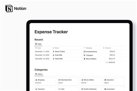 Notion Expense Tracker Template Etsy