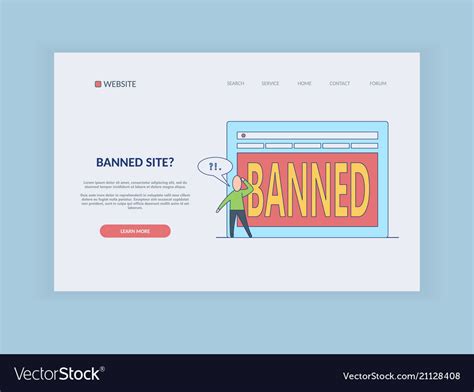 Ban On Internet Concept Web Page Template Vector Image