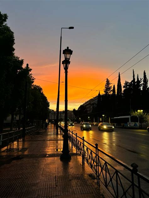 Sunset City Street Aesthetic Orange Orange Aesthetic Orange