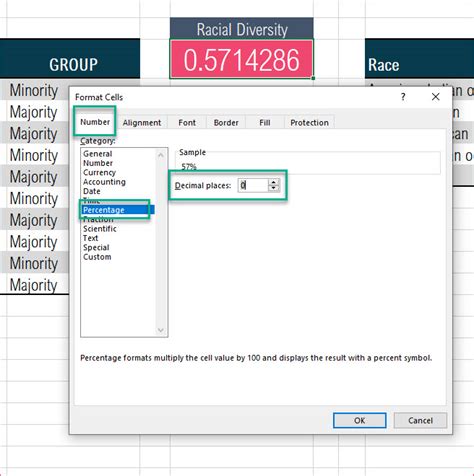 Calculating Diversity Percentage Using Formulas In Excel