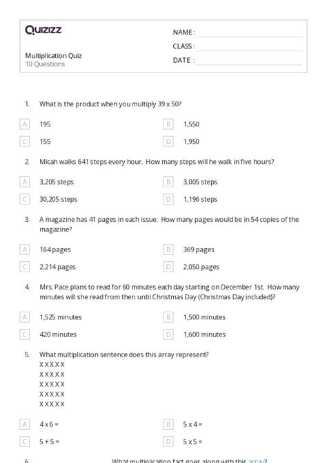 50 Multiplication With Arrays Worksheets On Quizizz Free And Printable